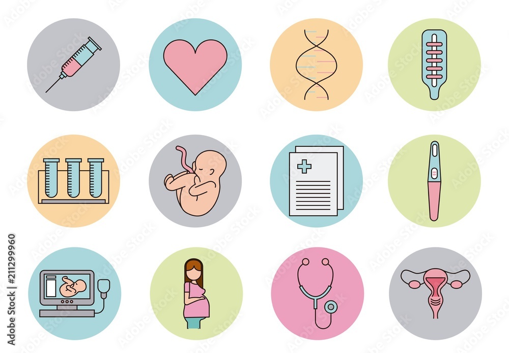 Pastel Medical and Reproductive Health Icons Set Stock Template | Adobe ...