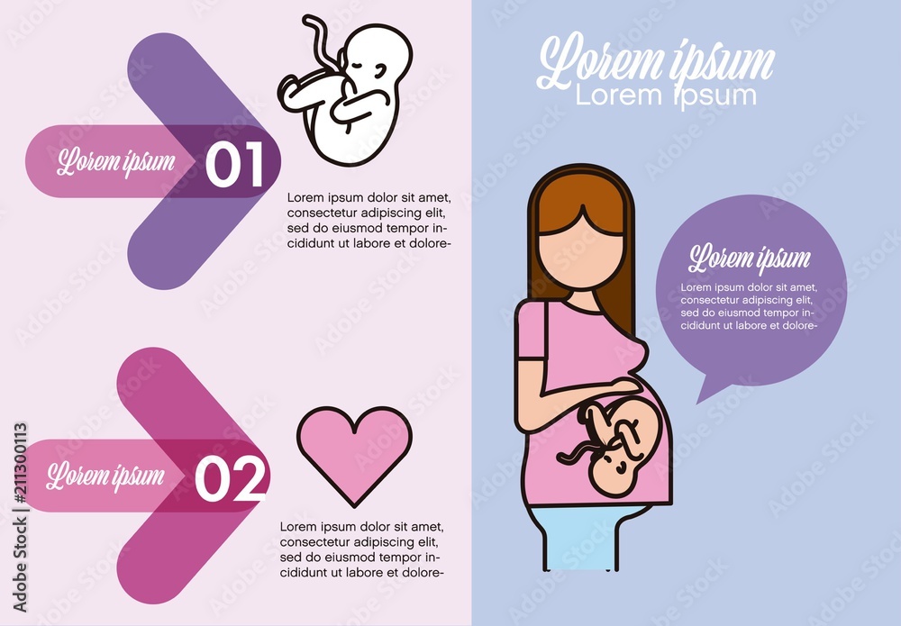 Purple Pink Blue Pregnancy Mother Baby Infographic Template Stock ...