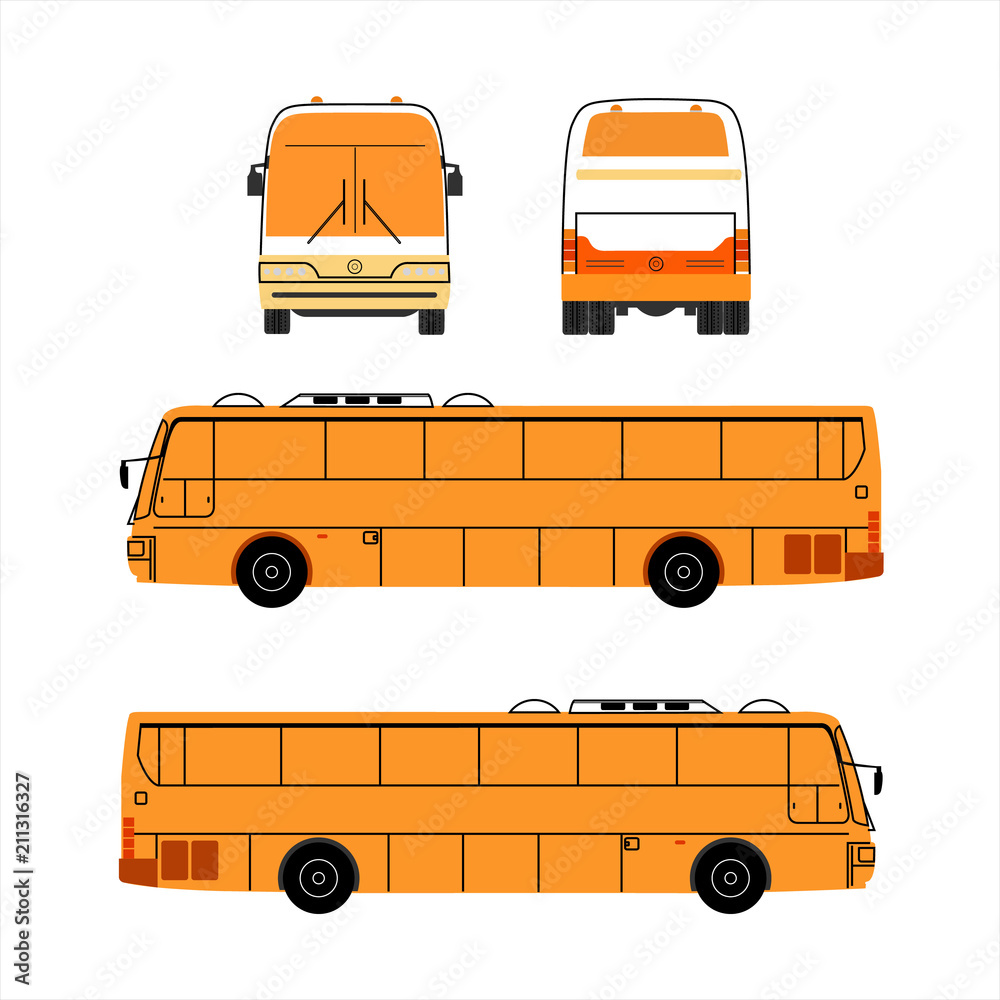 City public bus for advertisement template, front and side view ...