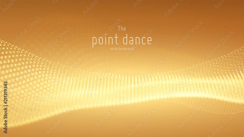 Vetor de Vector abstract yellow particle wave, points array, shallow ...