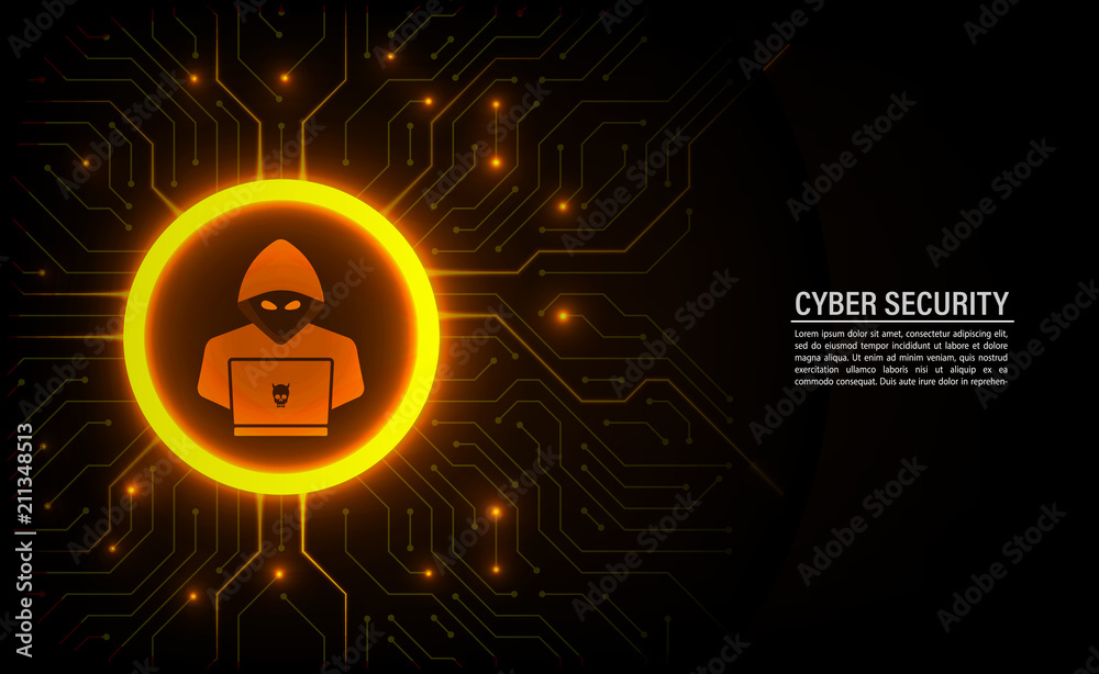 Abstract technology background. Cyber security concept. Hacker on ...