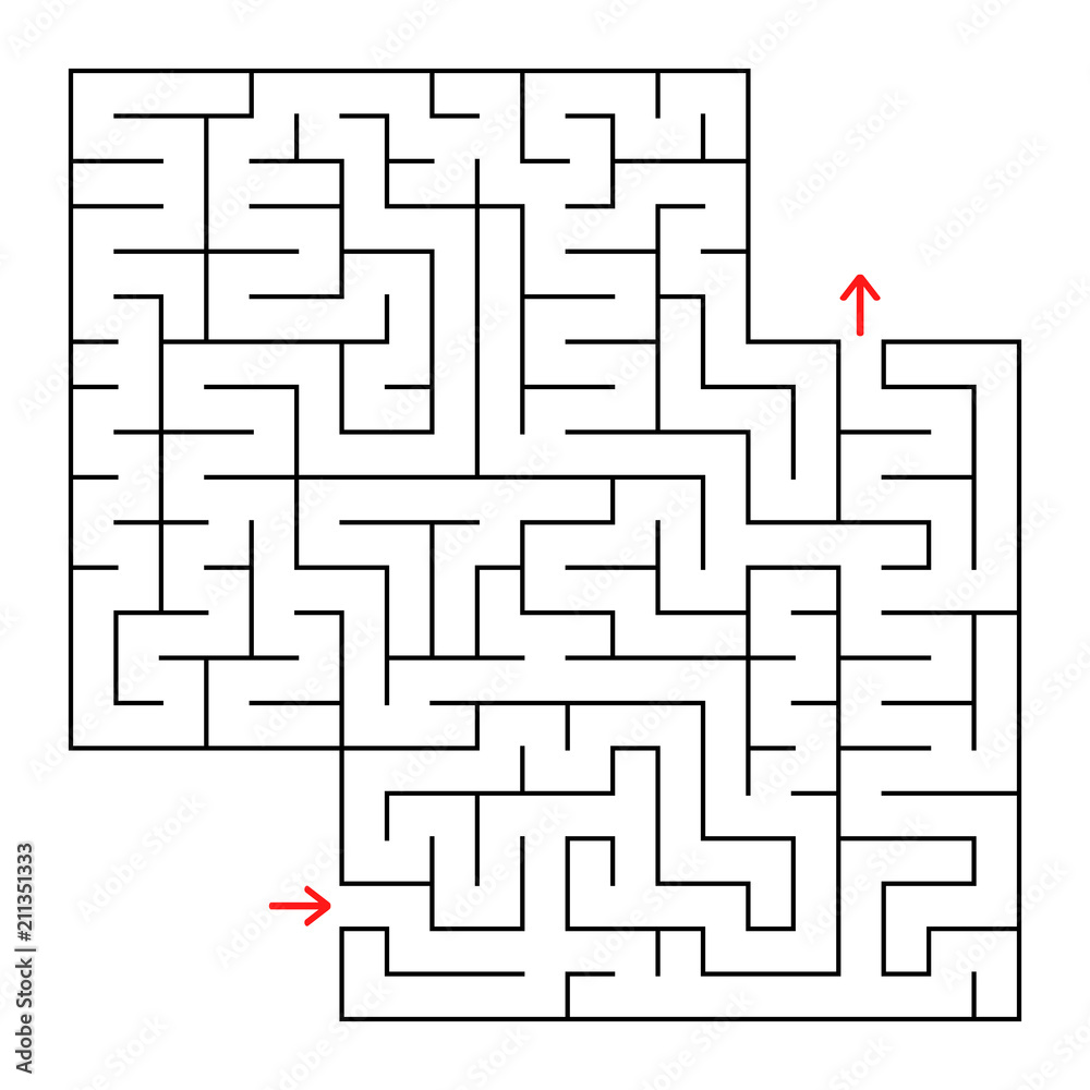Abstract square isolated labyrinth. Black color on a white background ...