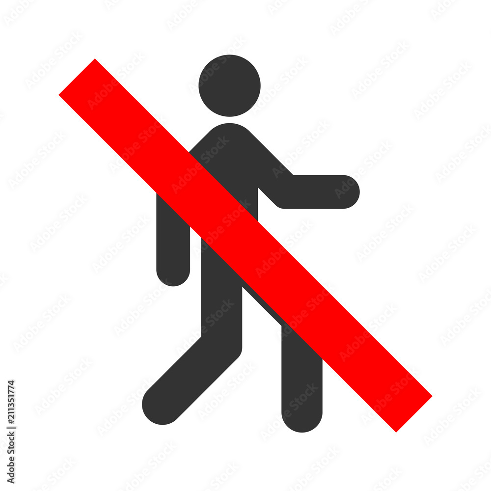 DO NOT ENTER sign. Strikethrough human silhouette. Vector icon. Stock ...