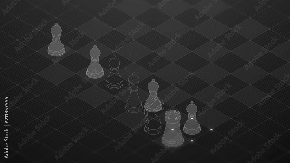 3D isometric virtual transparency chess with square mesh pattern ...