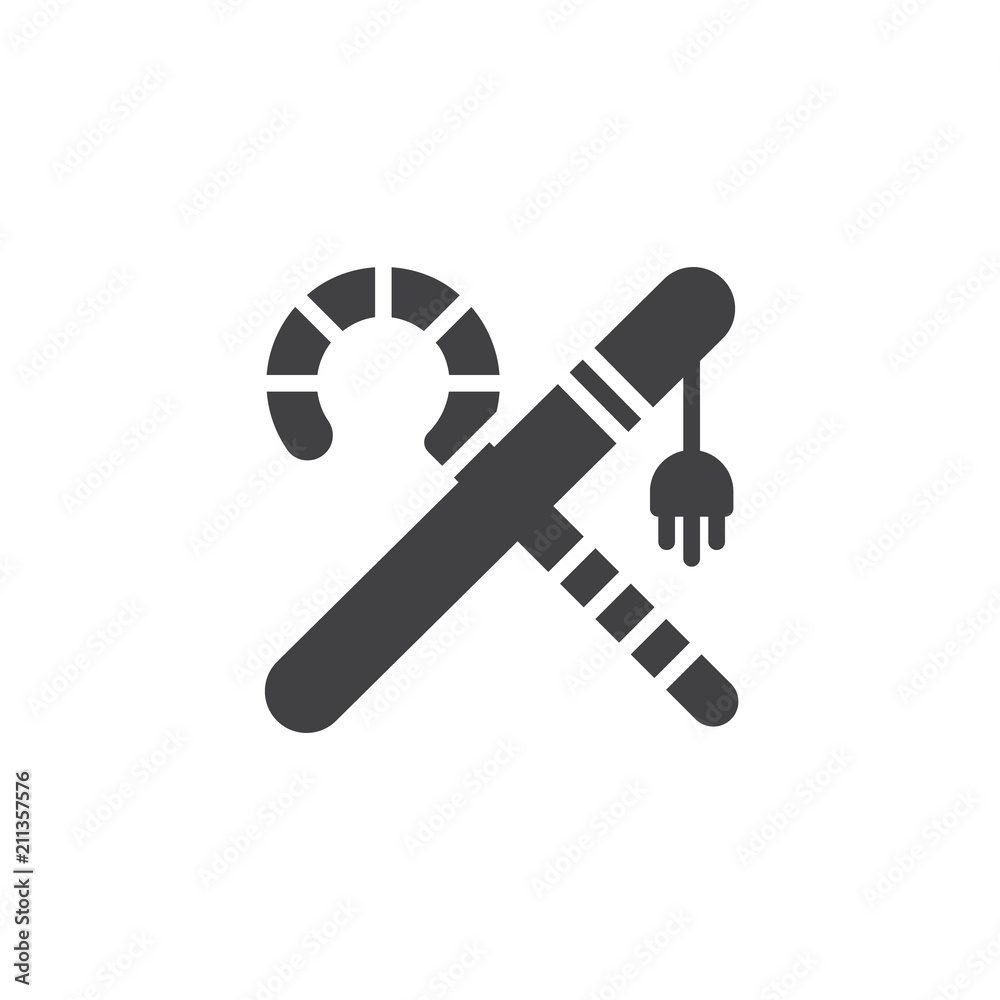 Crook and flail vector icon. filled flat sign for mobile concept and ...