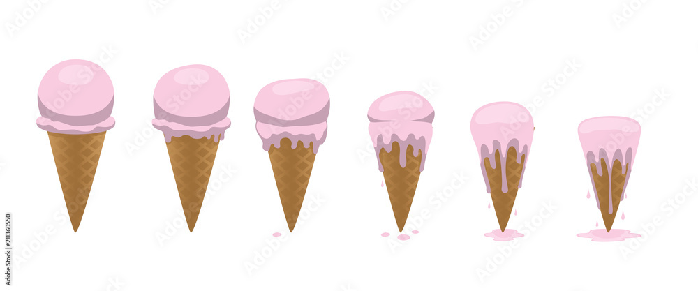 Ice Cream Melting Animation Sequence Vector Illustration Stock Vector ...