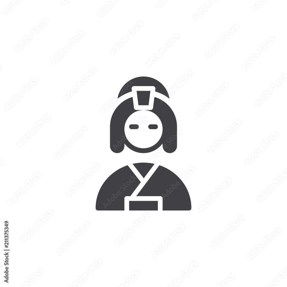 Geisha girl vector icon. filled flat sign for mobile concept and web ...