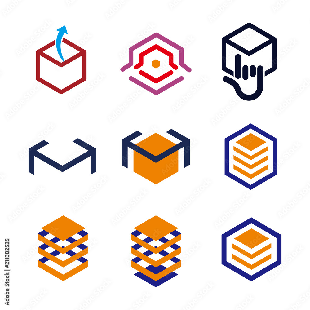 Abstract Box set Logo element. Corporate branding identity design ...