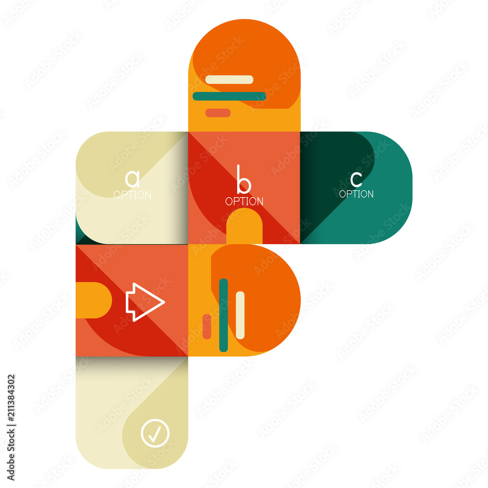 Infographics Option And Step By Step In Rounded Squares Element Of 
