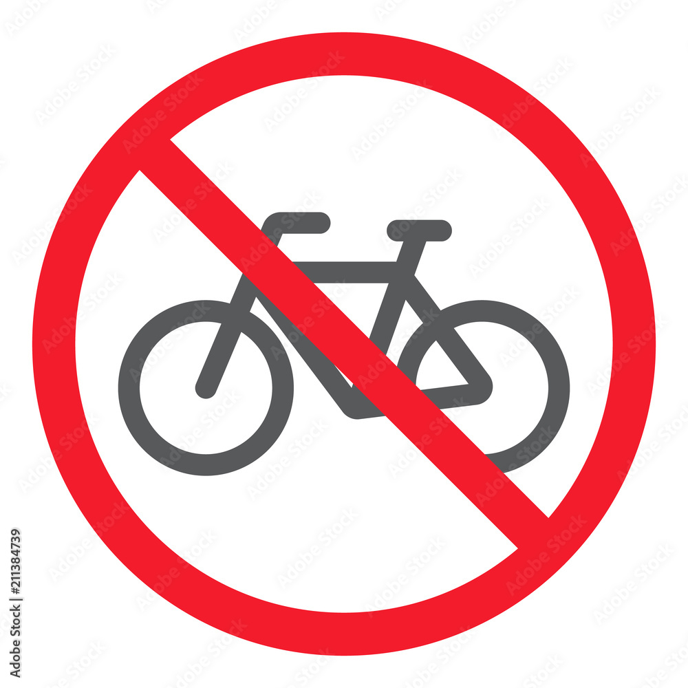No bicycle glyph icon, prohibition and forbidden, no bike sign vector ...