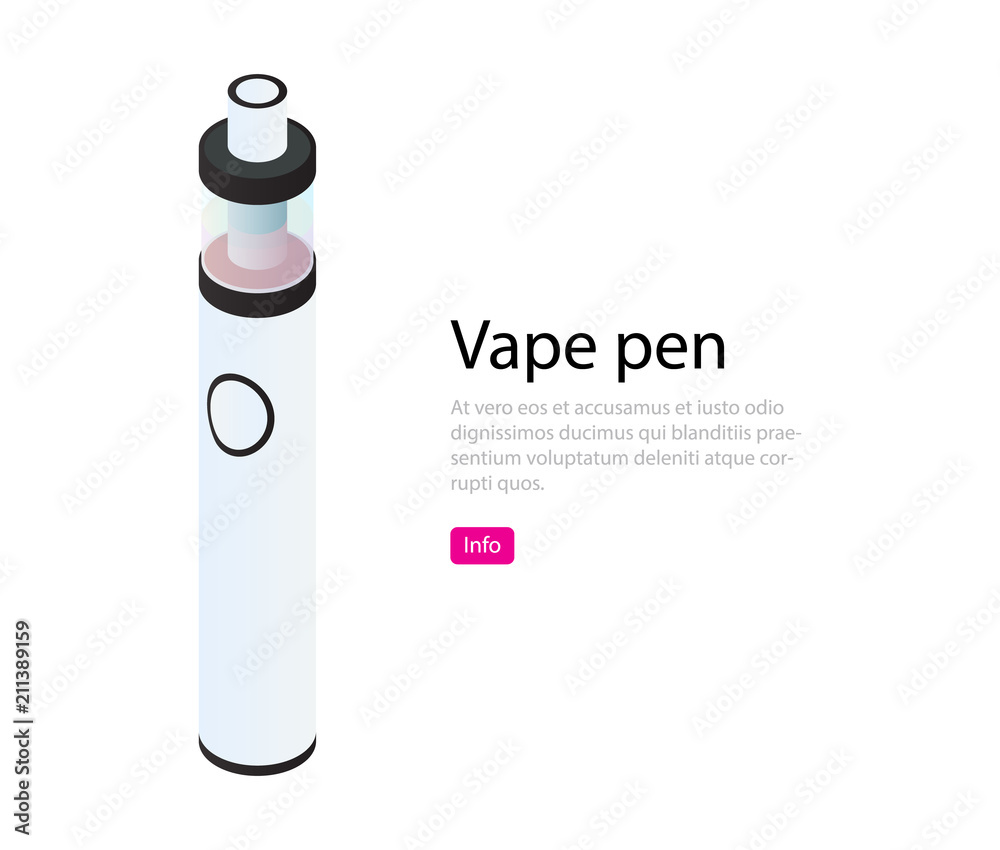 Vape pen isometric vector illustration. Cool modern smoking kit with e ...