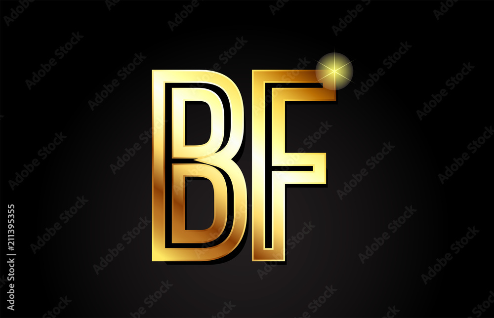 gold alphabet letter bf b f logo combination icon design Stock Vector ...