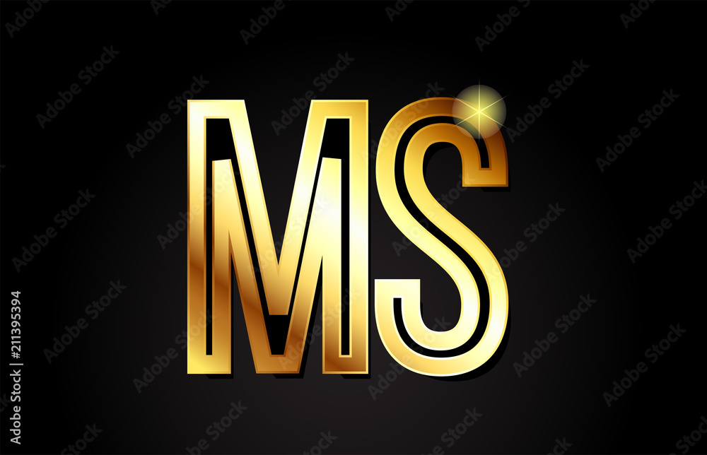 gold alphabet letter ms m s logo combination icon design Stock Vector ...
