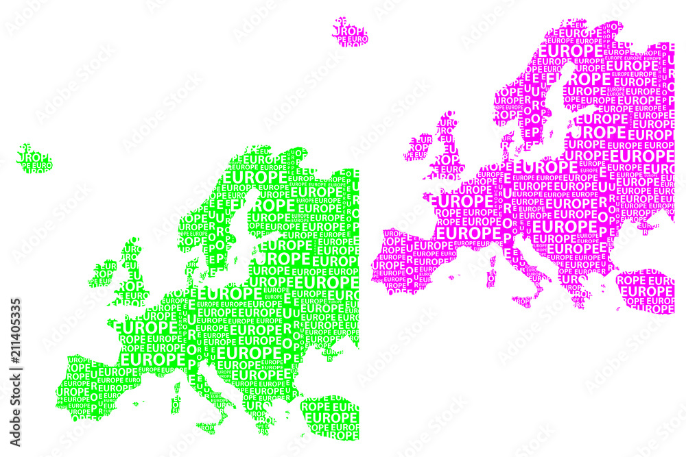 Sketch Europe letter text continent, Europe word - in the shape of the ...