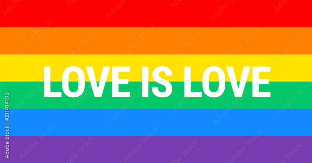 Pride rainbow flag Love is Love slogan typography rainbow background ...