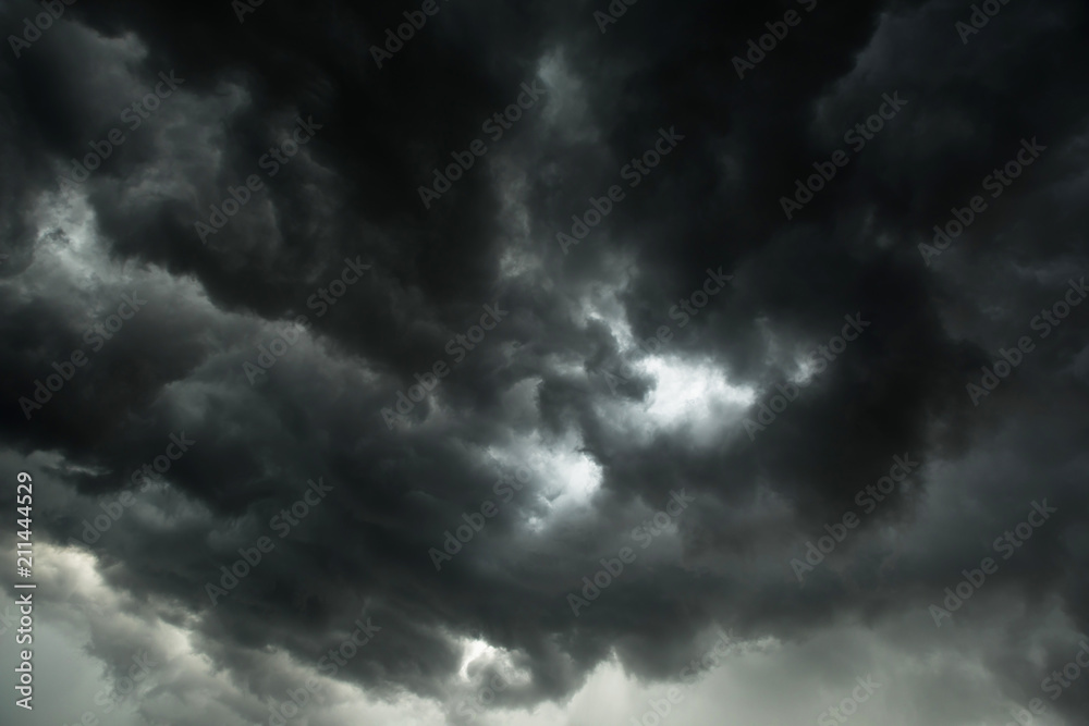Photo & Art Print Motion of dark sky and black clouds, Dramatic ...