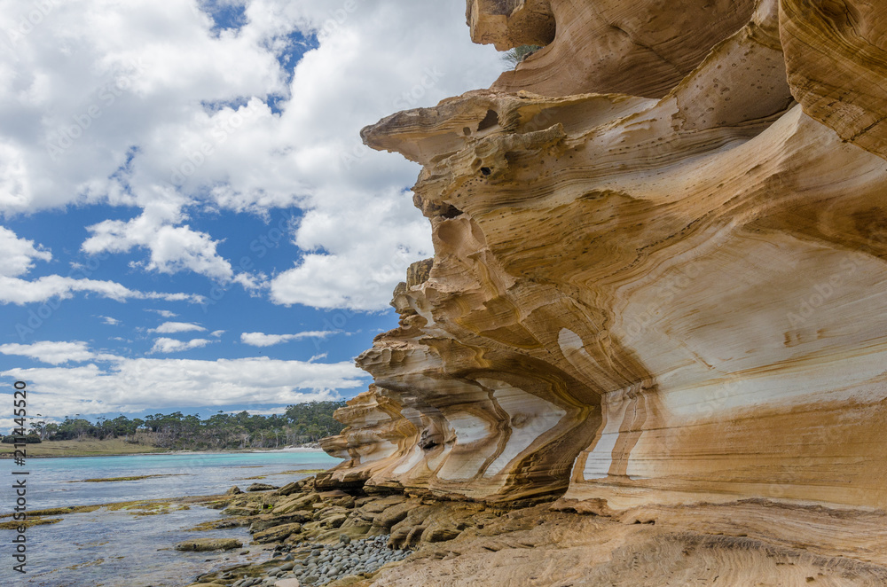Painted Cliffs at Maria Island is remarkable for the brightly coloured ...