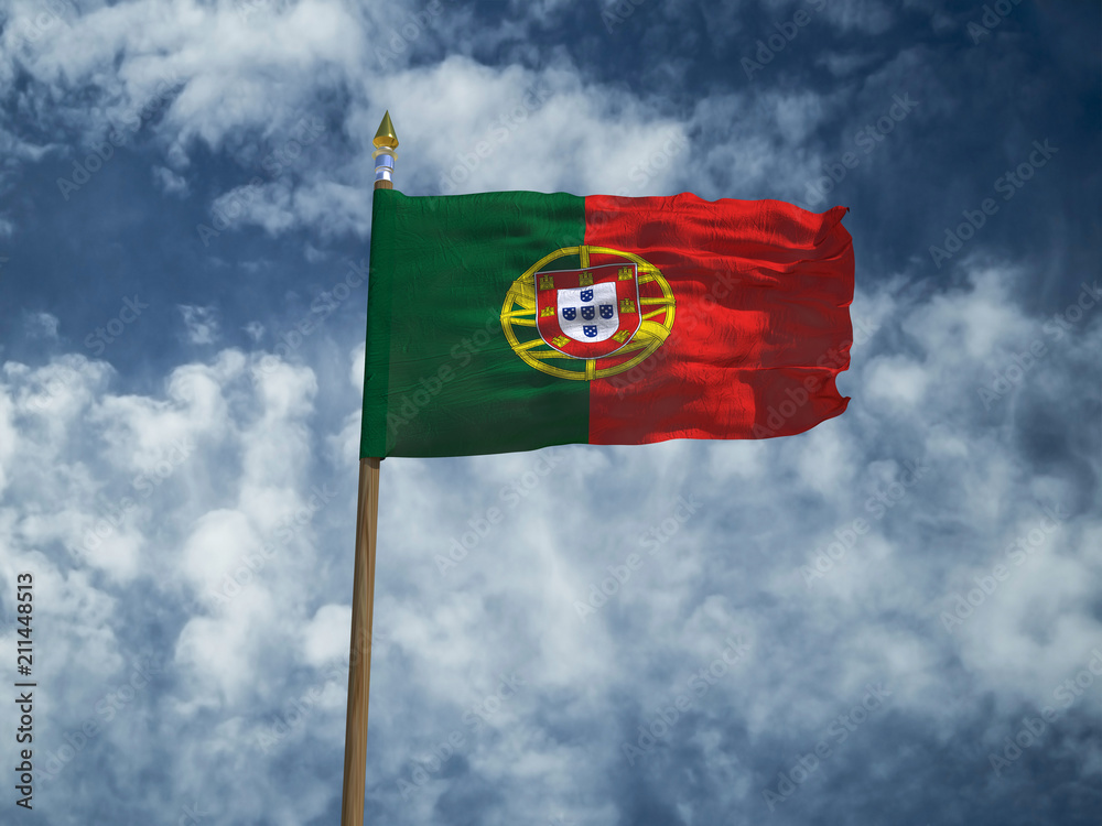 Portugal flag Silk waving flag of Portugal made transparent fabric with ...