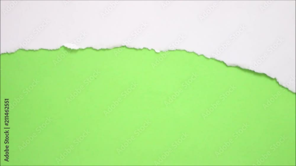 Tearing white paper into torn green screen background Stock Video ...
