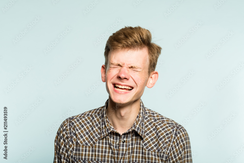 happiness enjoyment and laugh. man with a wide grin. portrait of a ...