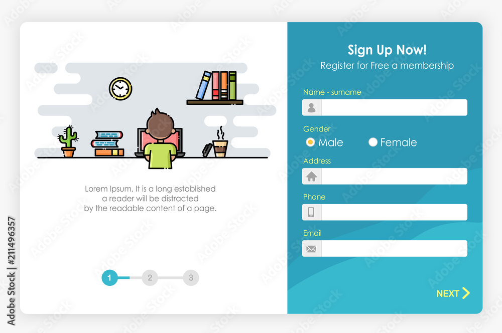 Onboarding screens design in Register icon and form. Modern and ...