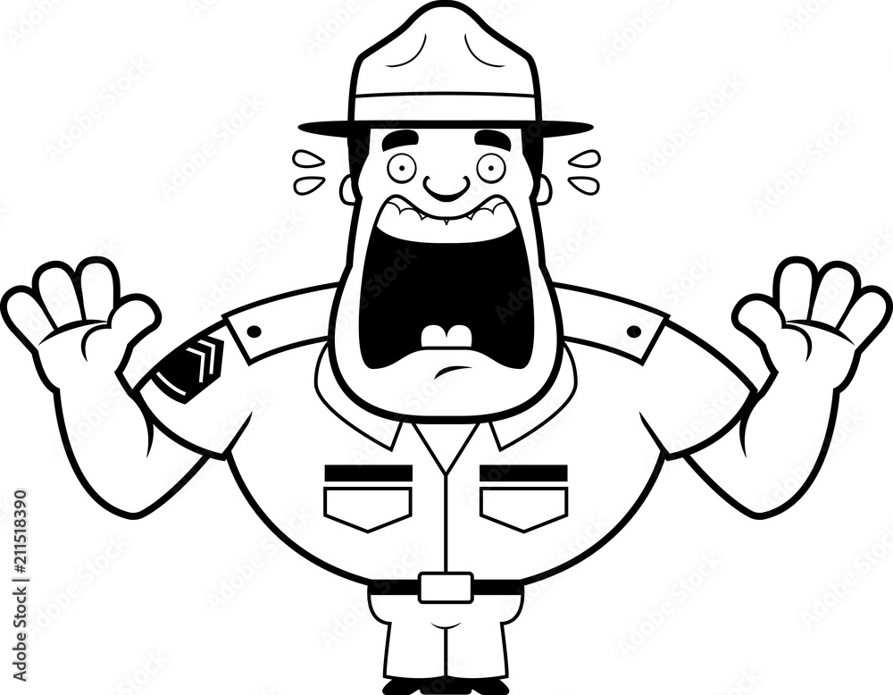 Cartoon Drill Sergeant Scared Stock Vector | Adobe Stock