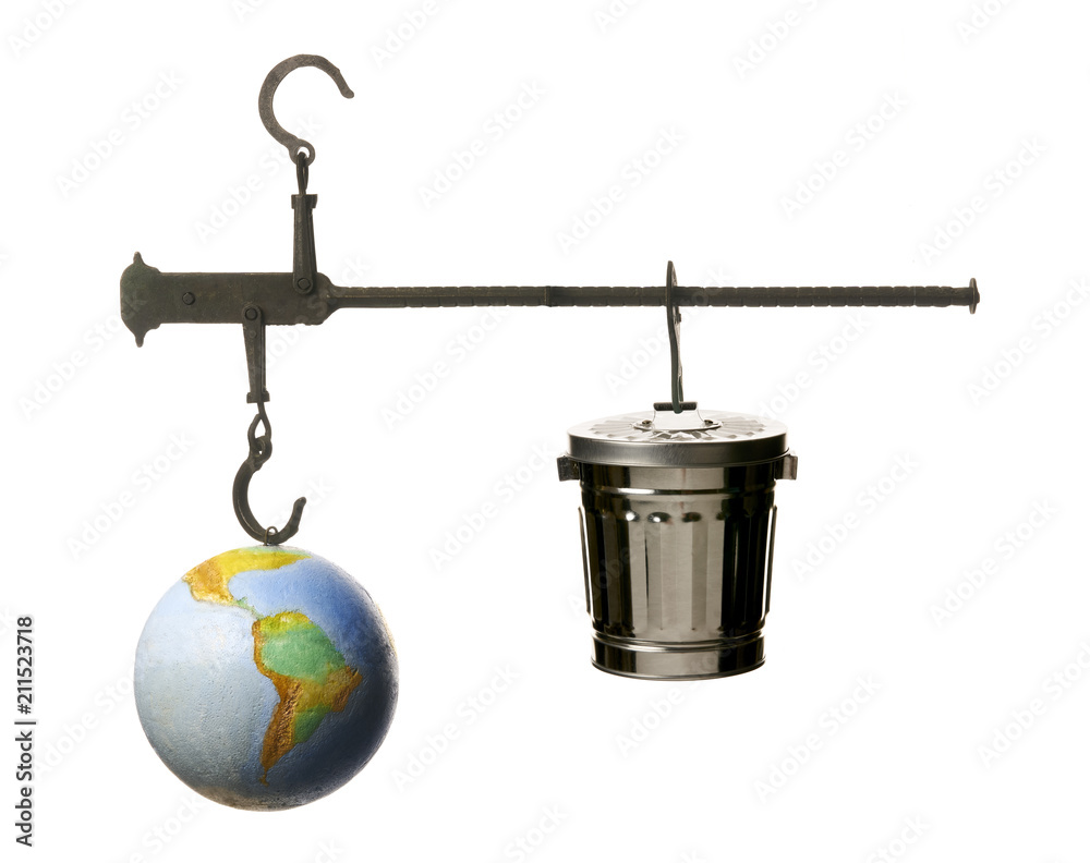 Old steelyard with earth and trash. Old roman balance vintage. Isolated ...