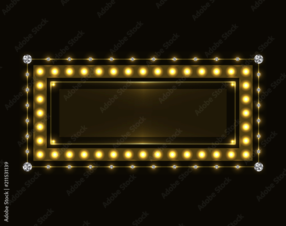 Gold sparkling neon frame Stock Vector | Adobe Stock
