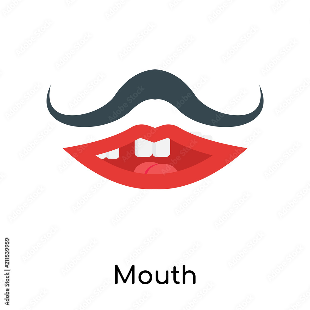 Mouth icon vector sign and symbol isolated on white background, Mouth ...