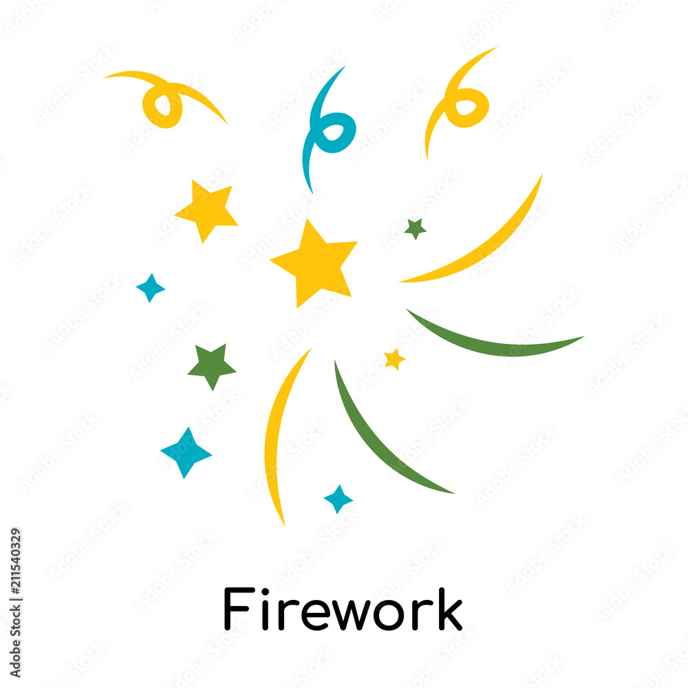 Firework icon vector sign and symbol isolated on white background ...