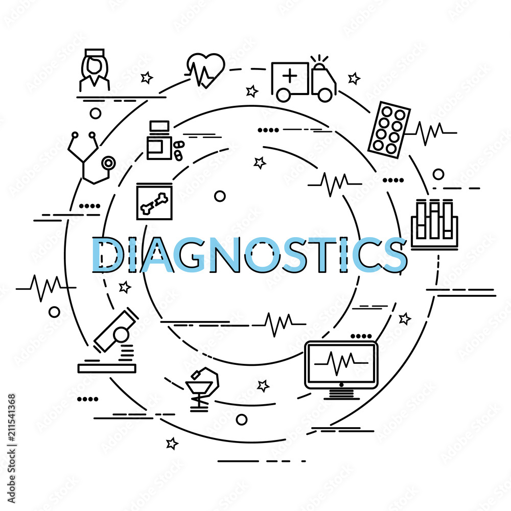 Flat colorful design concept for Diagnostics. Infographic idea of ...