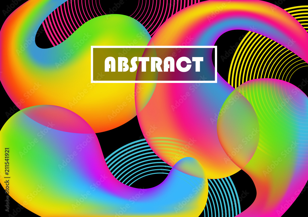 Horizontal abstract background with bubble-shaped forms of rainbow ...