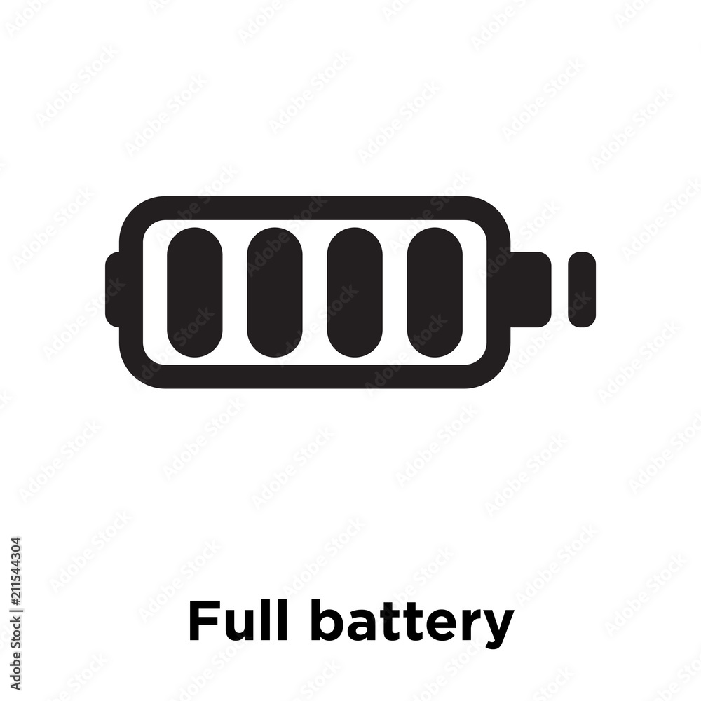 Full battery icon vector sign and symbol isolated on white background ...