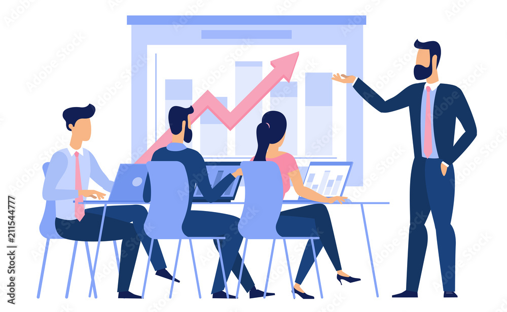 studebts at college classroom lecture, creative teamwork illustration ...