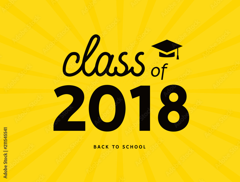 Class of 2018 graduate academic illustration. College diploma badge ...