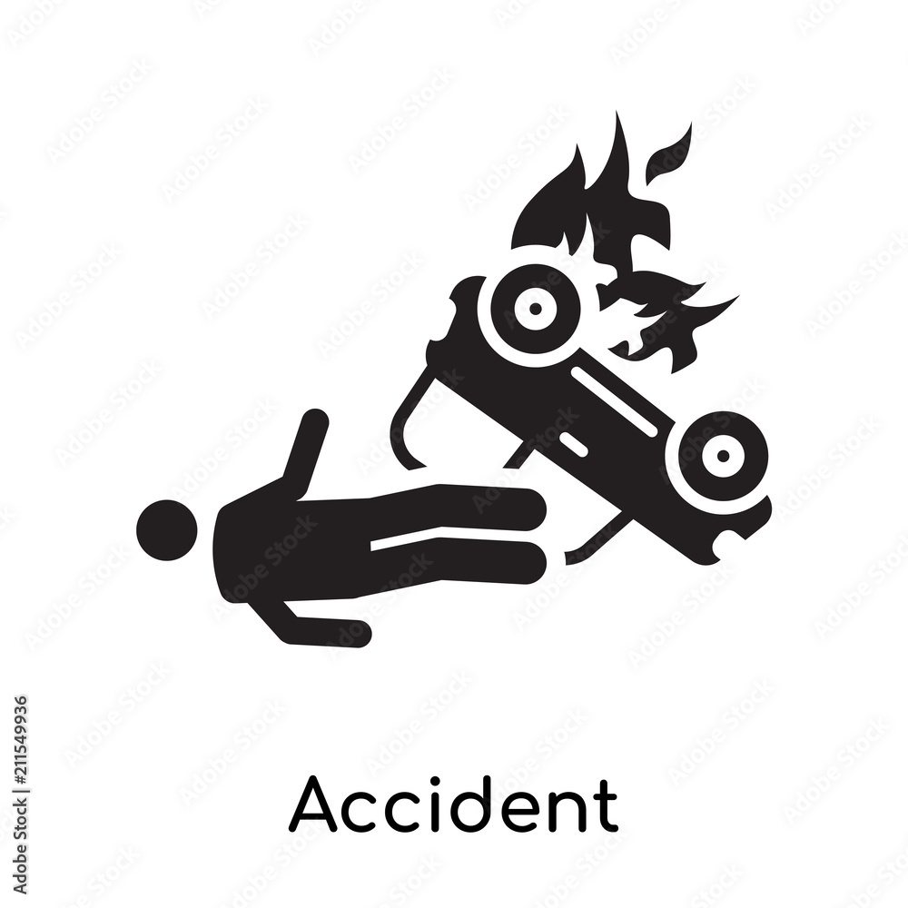 Accident icon vector sign and symbol isolated on white background ...