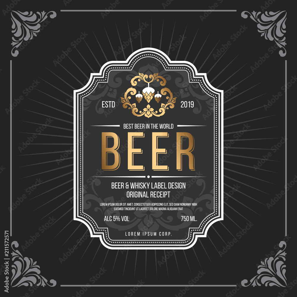 Classic vintage frame for beer labels banner Stock Vector | Adobe Stock