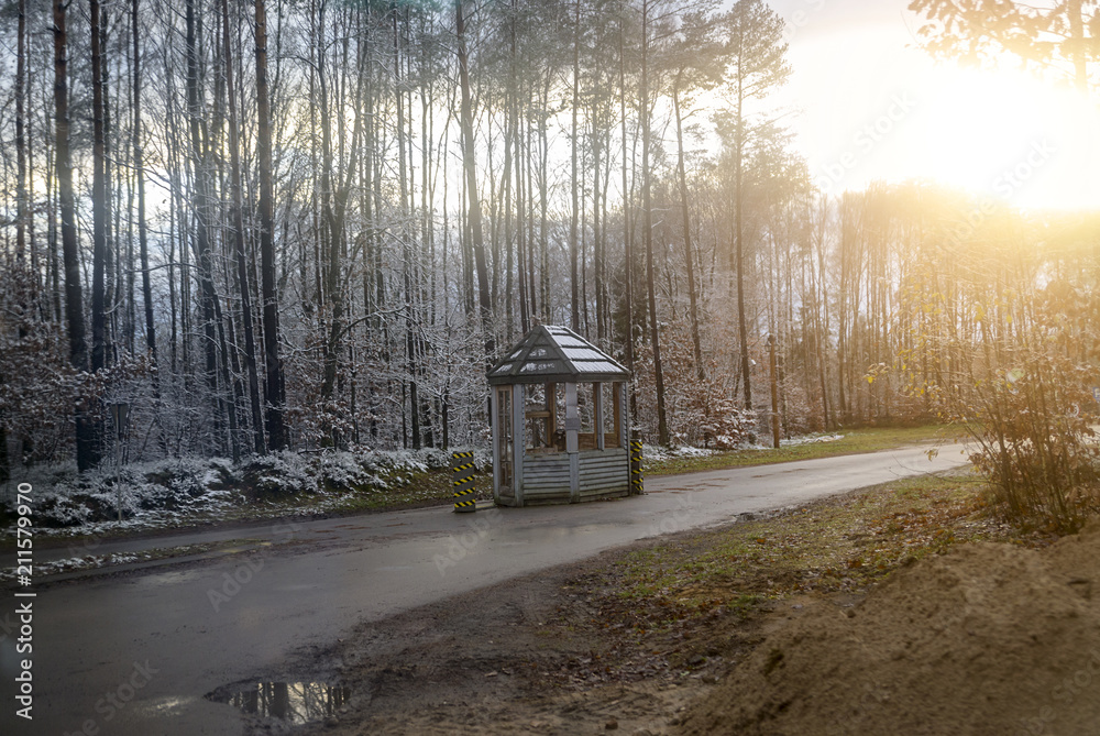 Checkpoint in the forest Stock Photo | Adobe Stock