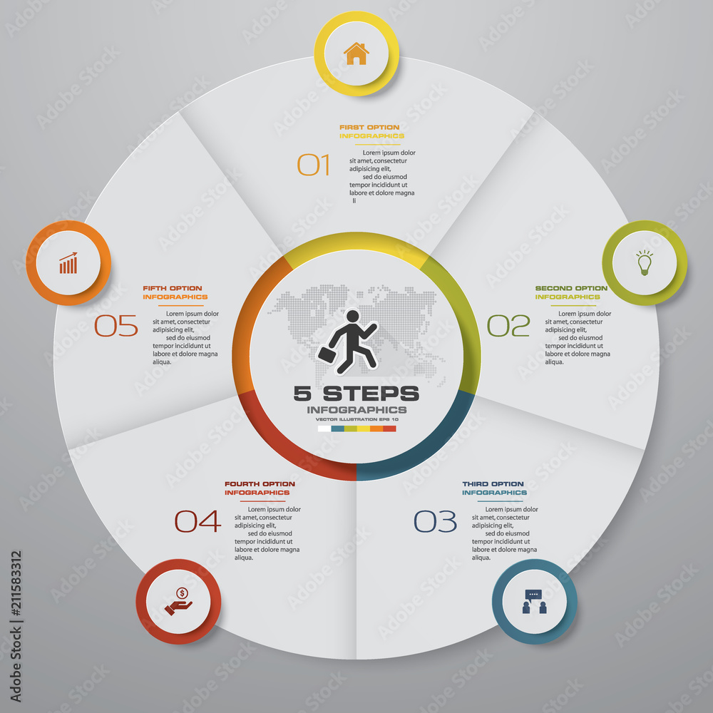 5 steps cycle chart infographics elements.EPS 10. Stock Vector | Adobe ...