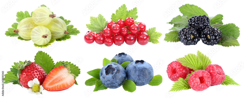 Foto Stock Sammlung Beeren Erdbeeren Blaubeeren Himbeeren rote ...