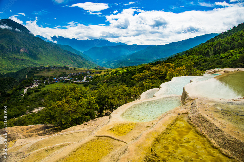 Geological formation The White Water Terraces (Baishui Tableland) are ...