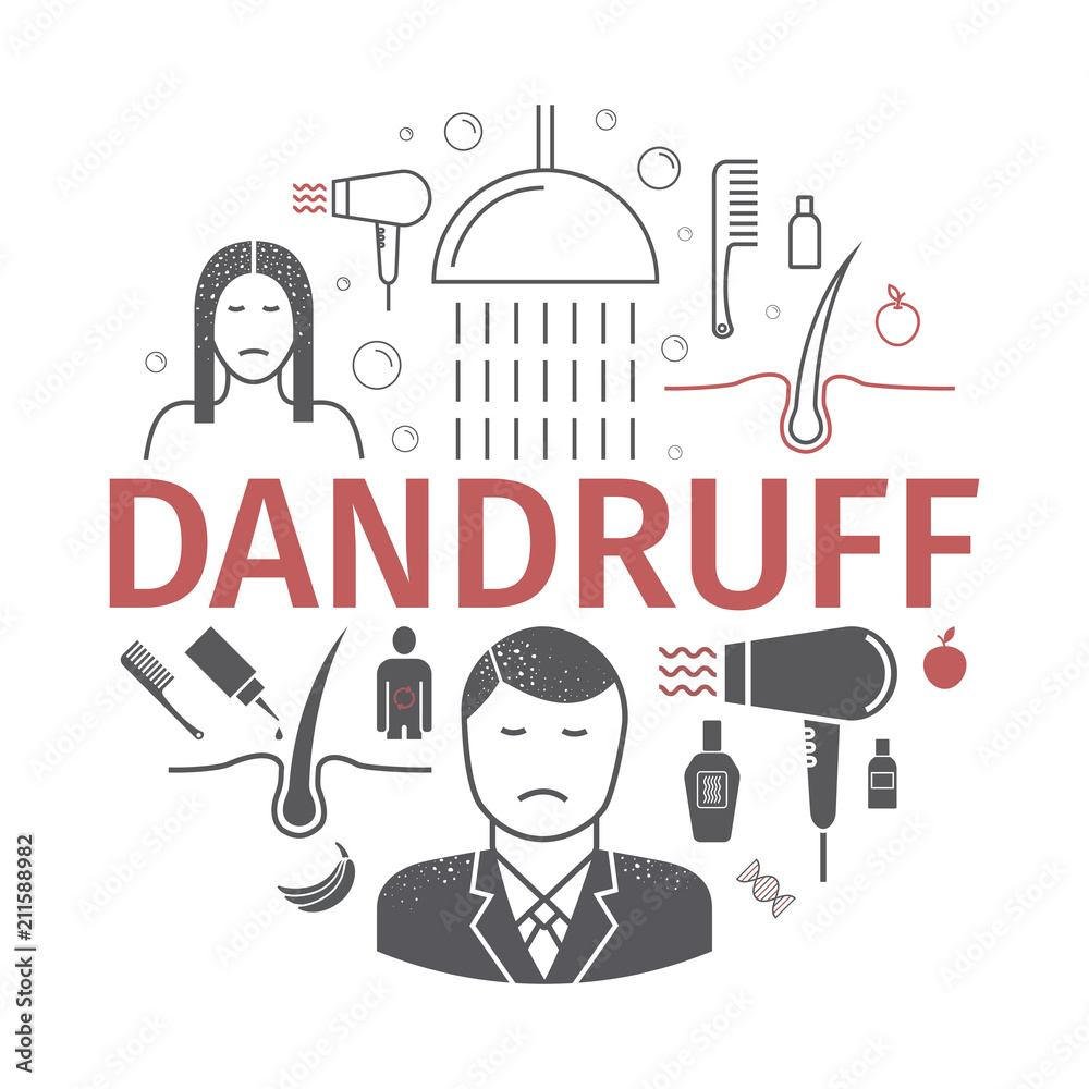 Dandruff banner. Vector signs for web graphics. Stock Vector | Adobe Stock