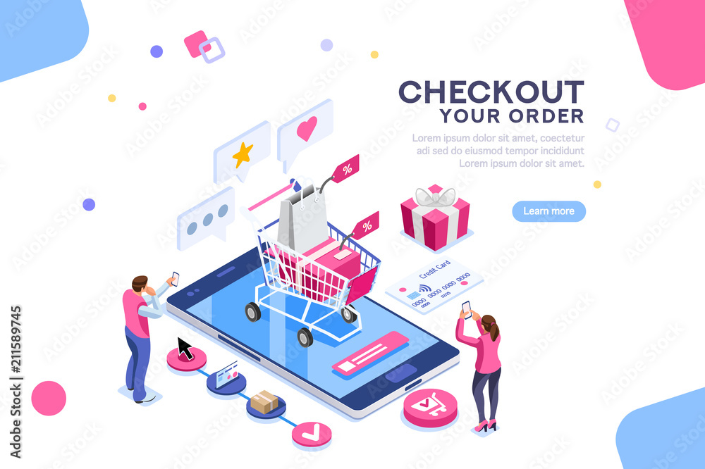 Order online concept with character. Customer order, online infographic ...