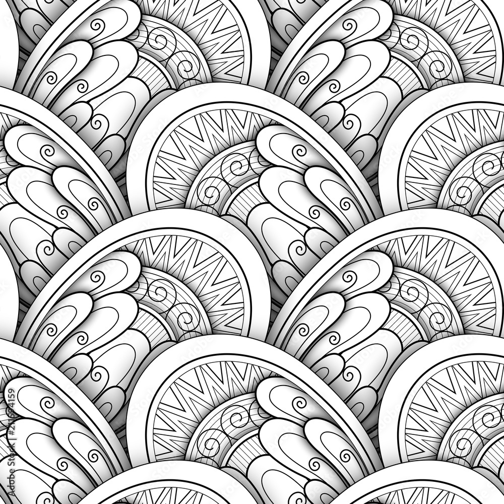 Monochrome Seamless Pattern with Ethnic Motifs. Endless Texture with ...