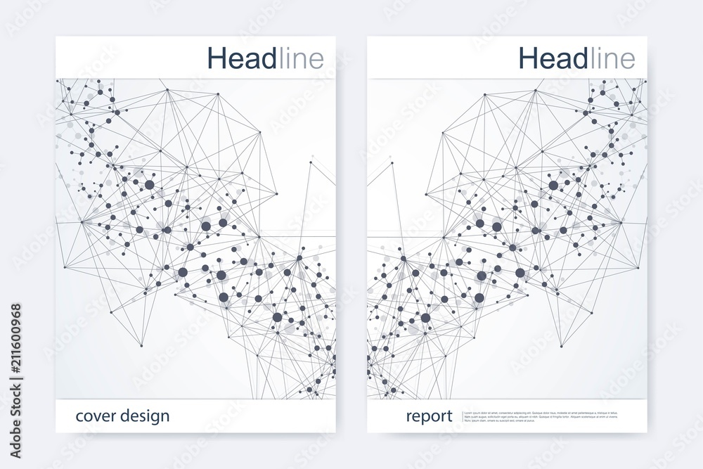 Scientific brochure design template. Vector flyer layout, Molecular ...