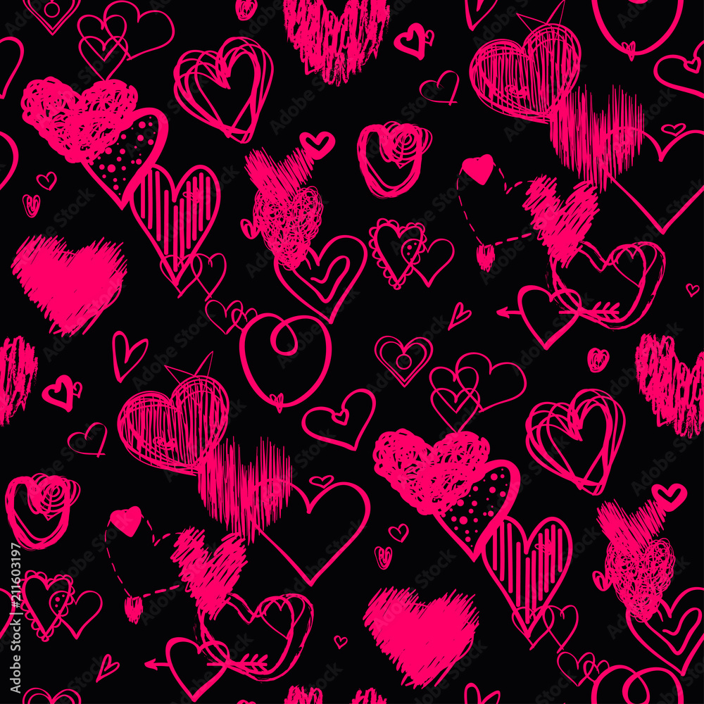 Dark background with hearts. Abstract seamless wallpaper of the surface ...
