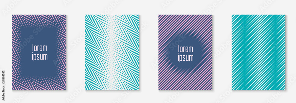 Cool cover template set. Minimal trendy vector with halftone gradients ...