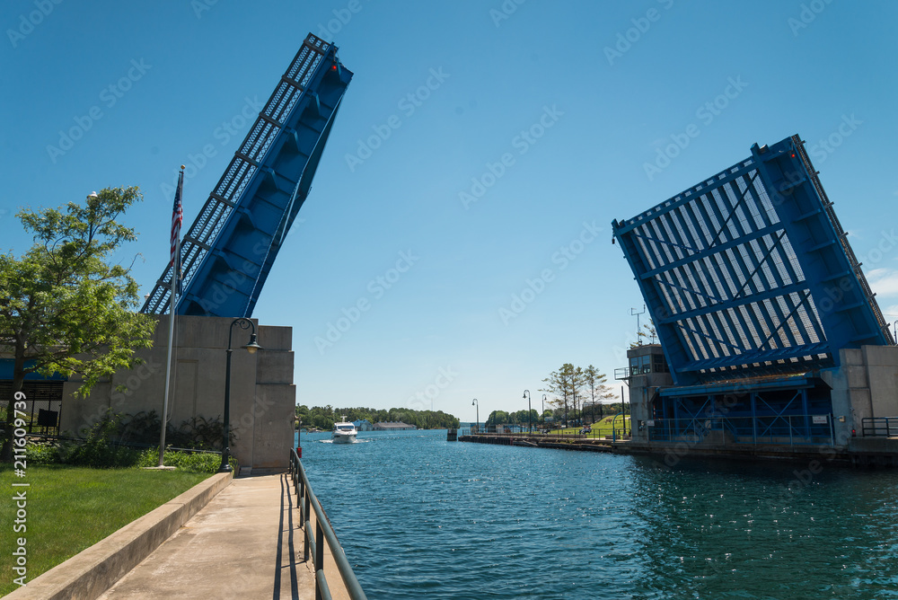 Opened draw bridge in Charlevoix in Michigan Stock Photo | Adobe Stock
