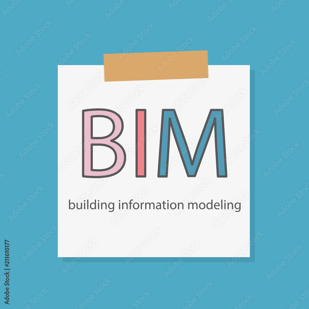 BIM (Building Information Modeling) written in a notebook paper- vector ...