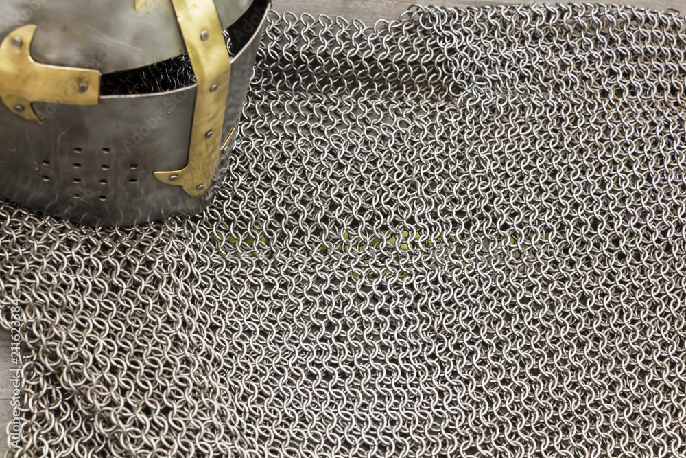 Medieval knight's armor mail frame. Texture of chainmail of a medieval ...